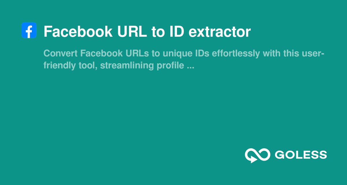 Facebook ID scraper, extract ID from URL - goless.com - Marketplace ...
